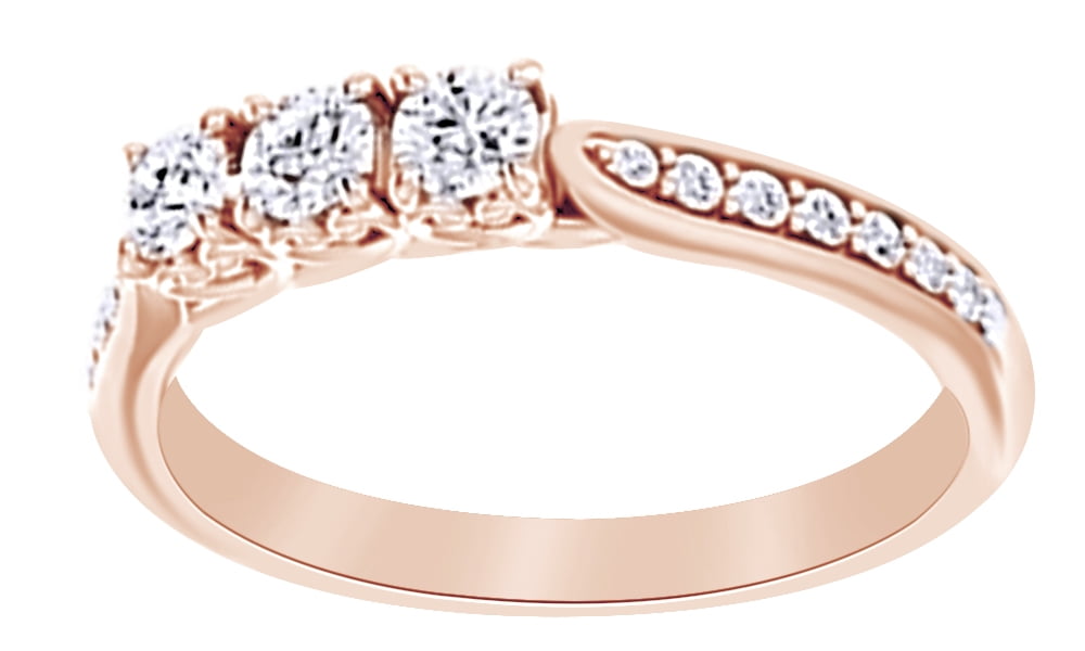 AFFY Natural Diamond Three Stone Anniversary Band Ring In 14k Solid ...