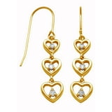 AFFY Natural Diamond Three Stone Heart Drop Earrings In 14K Gold Over ...