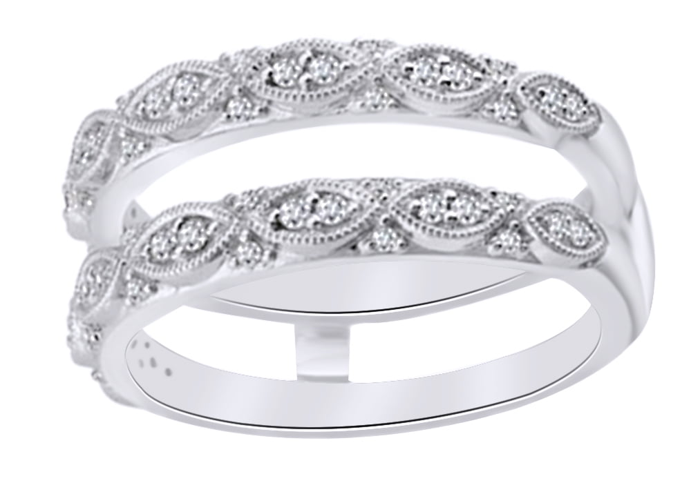 AFFY Natural Diamond Vintage Enhancer Guard Ring In 14k Solid White ...