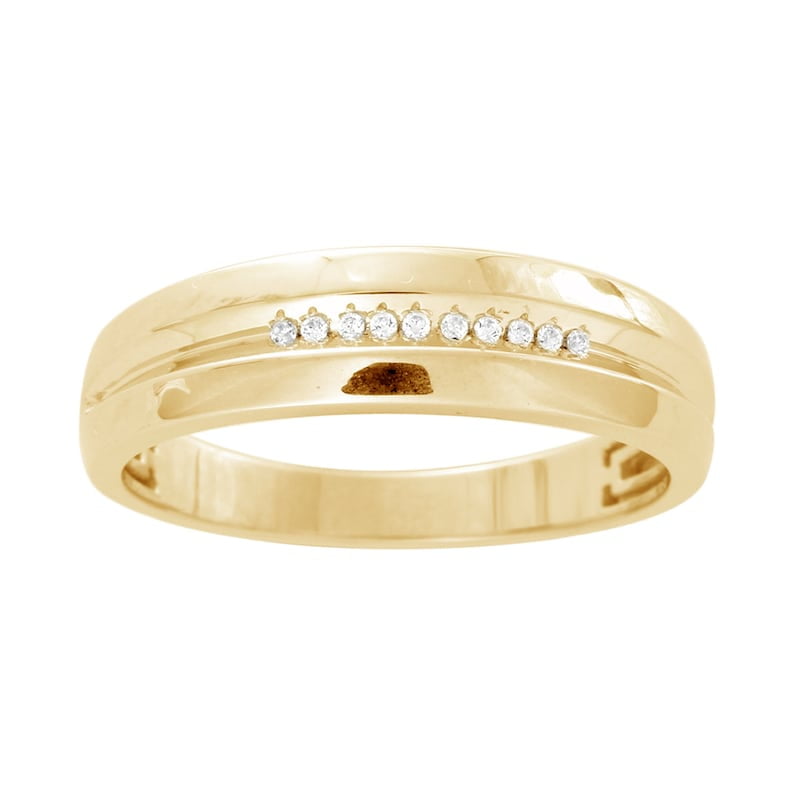 Natural Diamond Wedding Band, 0.05 CTTW Round Cut Diamond Band 10K ...