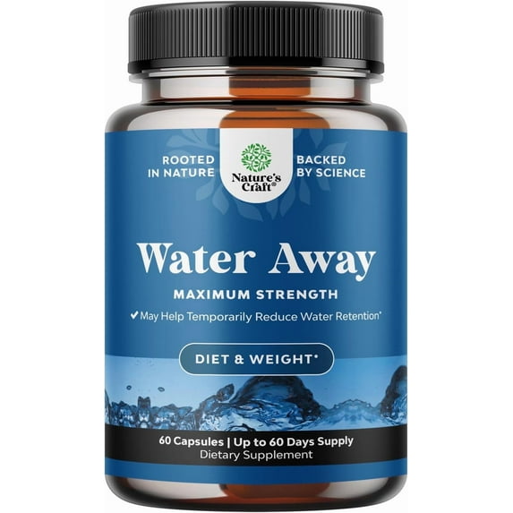 Natures Craft Water Away Diuretic Water Pills w/ Vitamin B6, Potassium & Dandelion Root, 60 ...