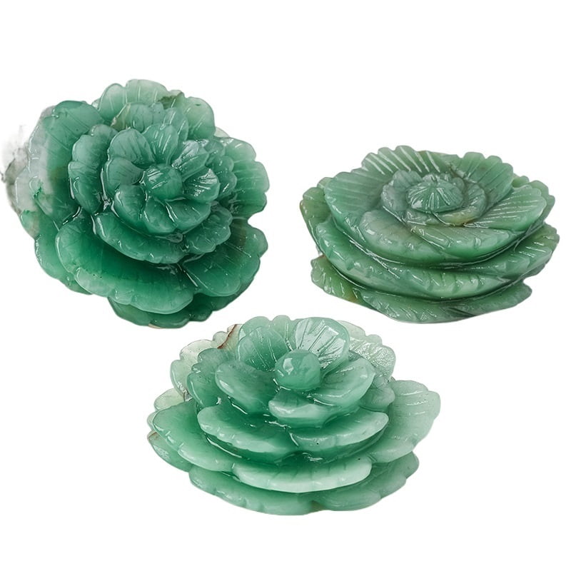Natural Dongling Jade Peony Flower Carving, Handcrafted Gemstone Flower ...