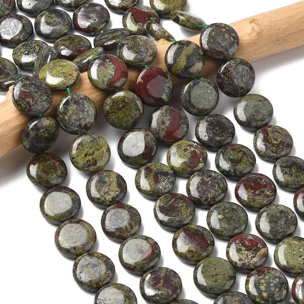 Natural Dragon Blood Beads Strands Flat Round 20x7~8mm Hole: 1mm about ...
