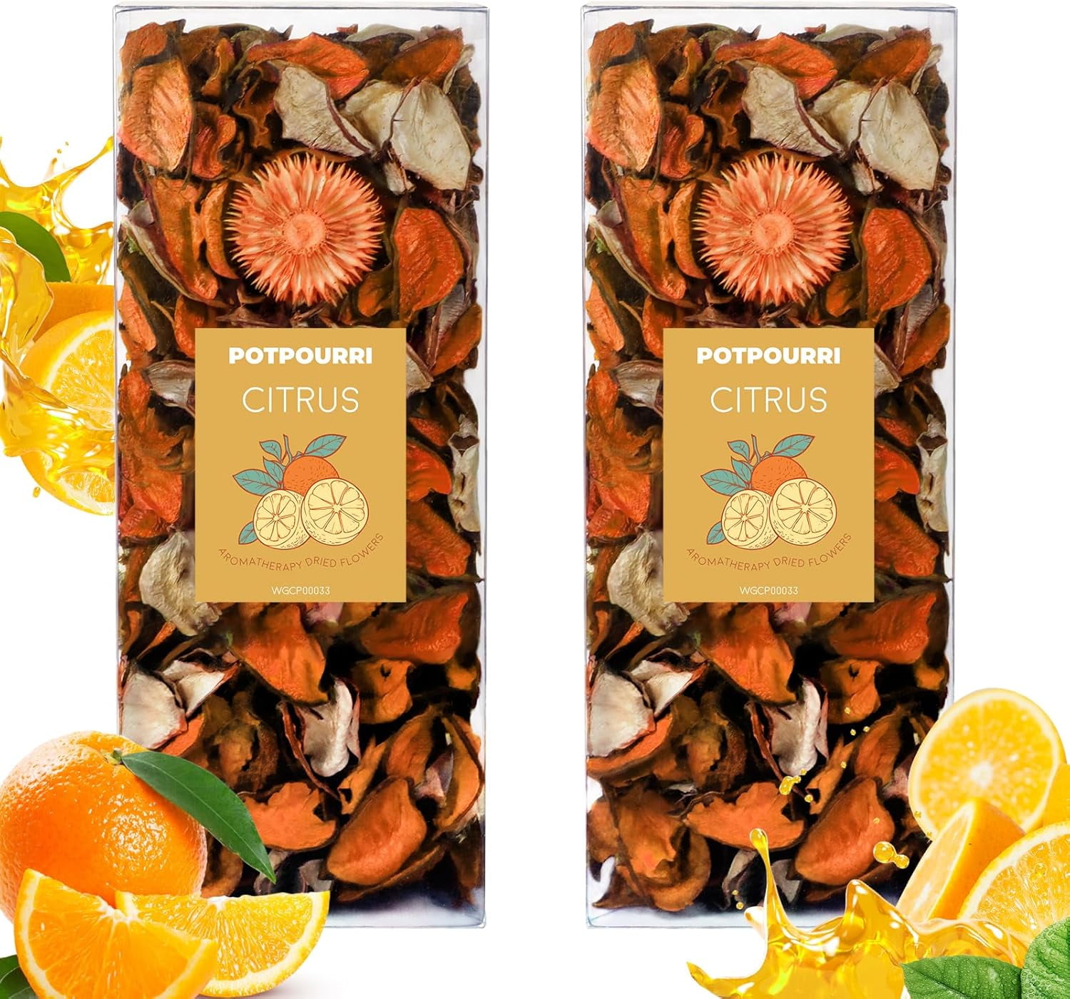 Natural Dried Citrus Flower Sachets (2-Pack), Potpourri Vase Filler ...