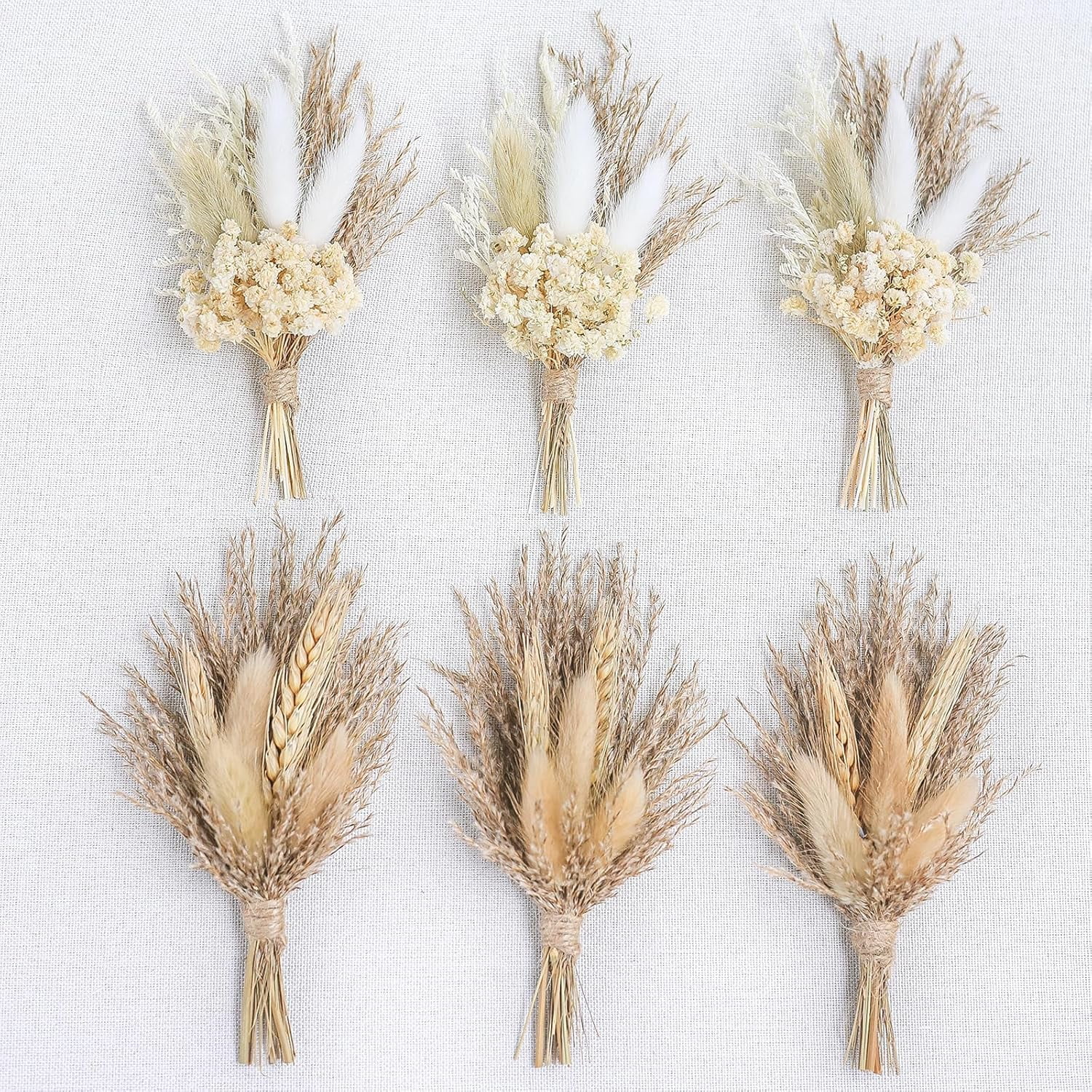 Natural Dried Flower Bouquet Set of 6, Boho Wedding Flower Bouquets ...