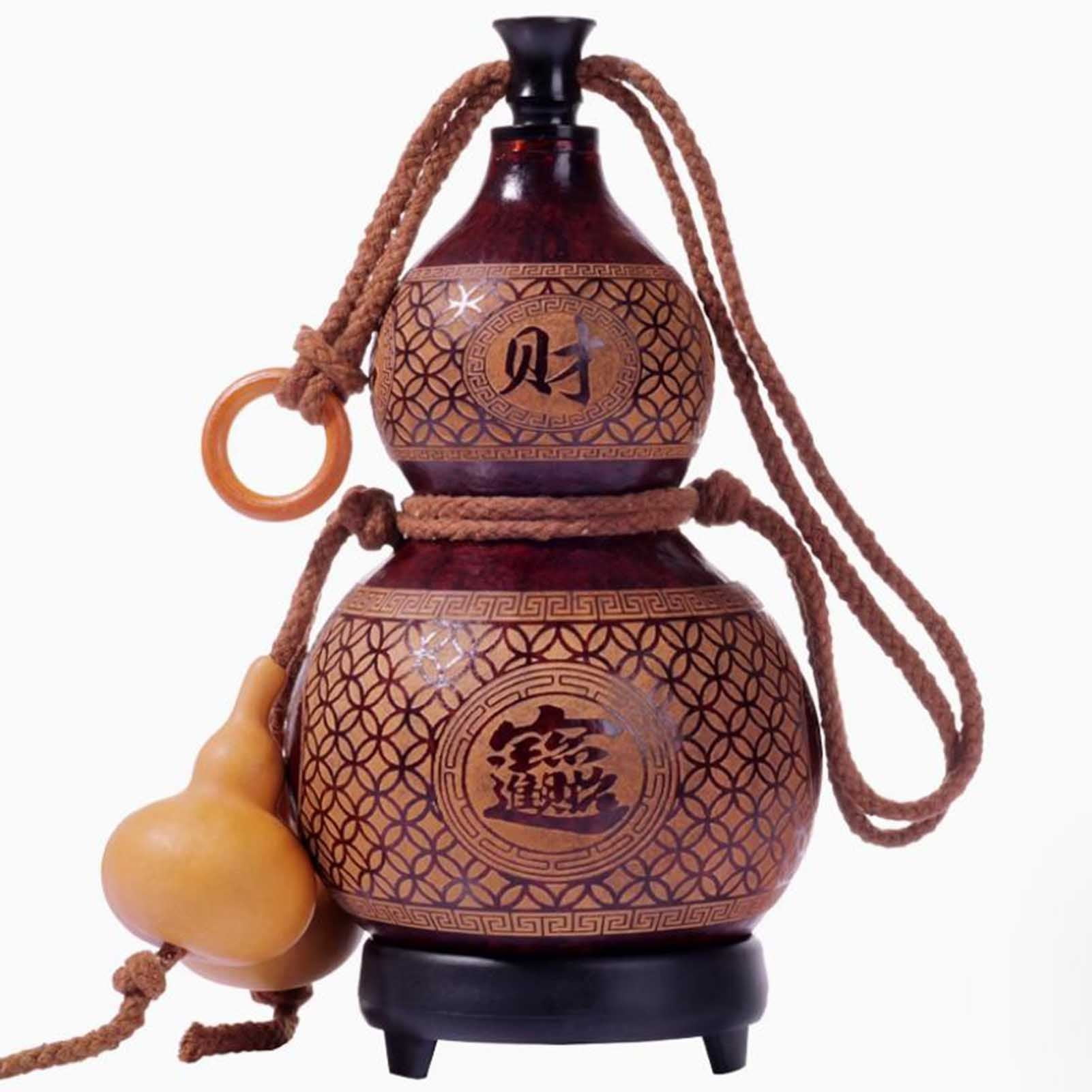 Natural Dried Gourd Water Bottle, Outdoor Drink Kettle Flagon with Lid ...
