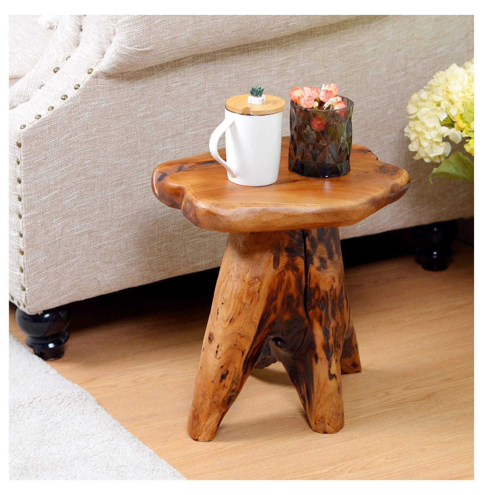 Natural Edge Cedar Wood Tree Stump Garden Stool End Table Indoor ...