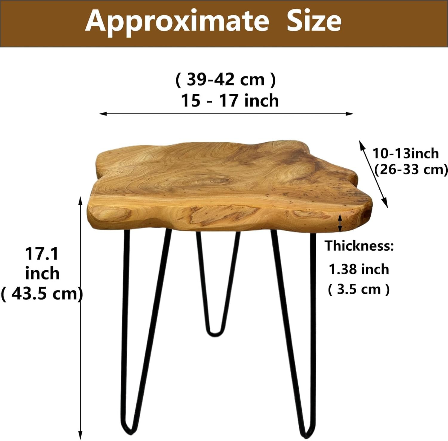 Natural Edge End Table, Live Edge Side Table with Hairpin Legs, Small ...