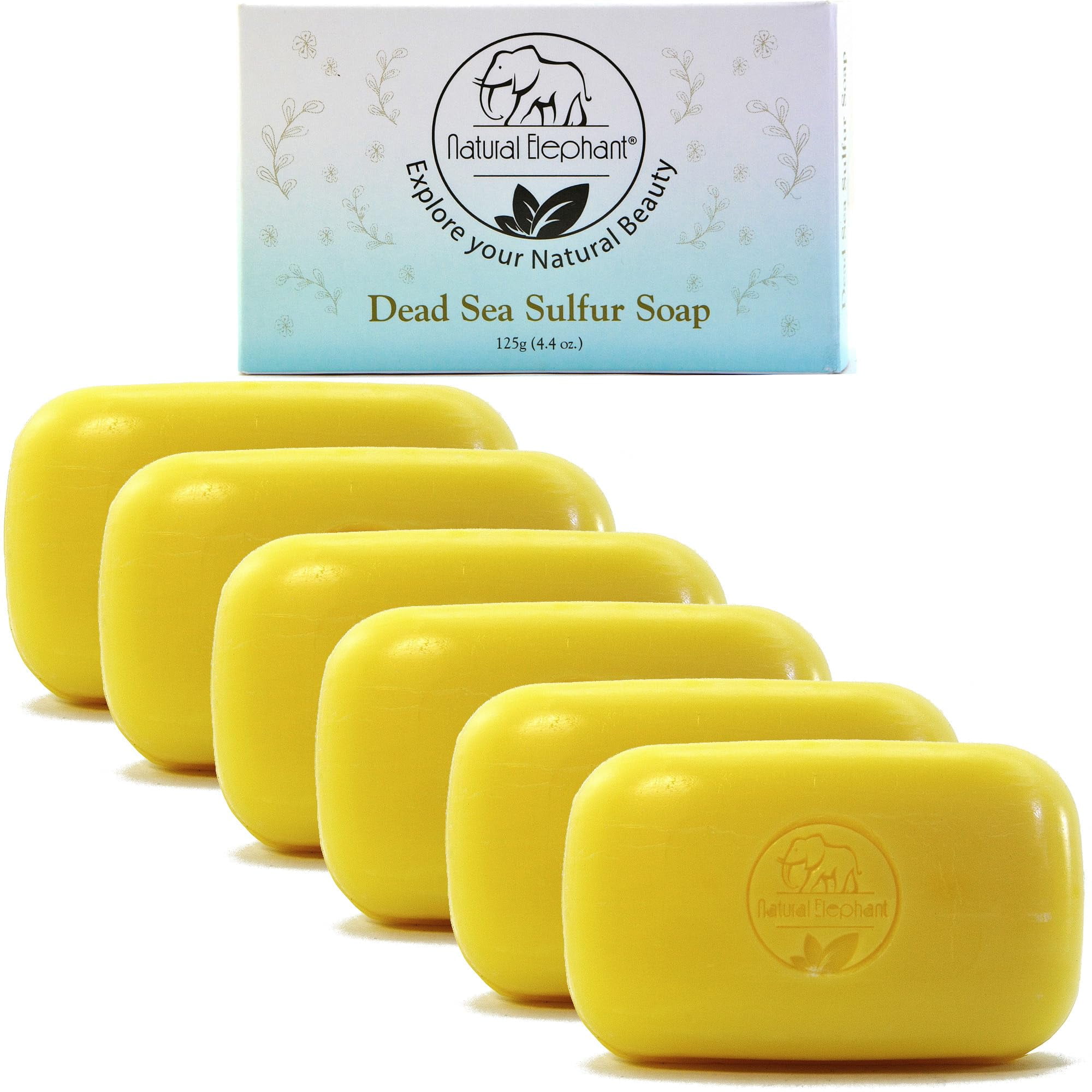Natural Elephant Dead Sea DMF15 Sulfur Soap 4.4 oz with Dead Sea Salt ...