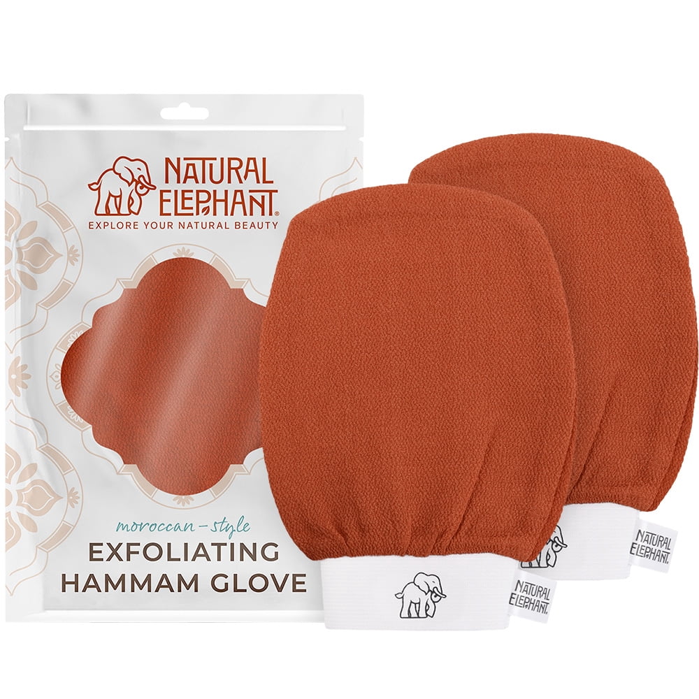 Natural Elephant Exfoliating Hammam Glove (Burnt Orange (Pack of 2 ...