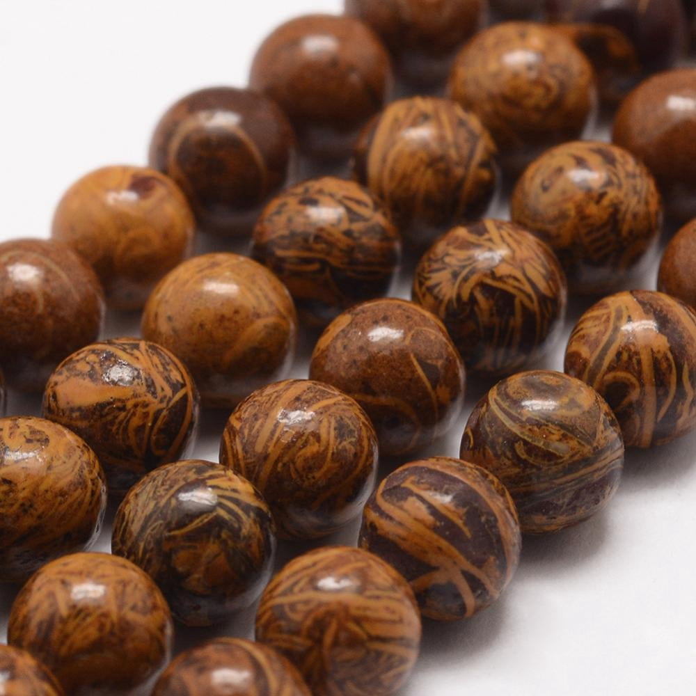 Natural Elephant Skin Jasper/Miriam Stone/Calligraphy Stone Beads ...