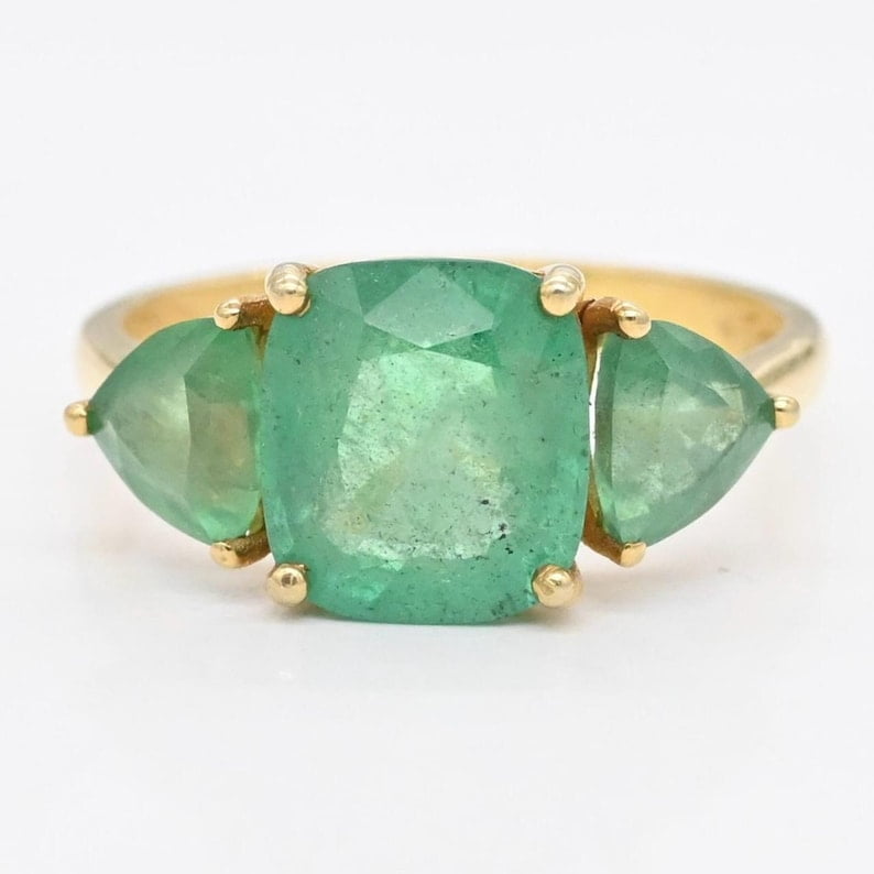 Natural Emerald Engagement ring, Emerald wedding ring emerald ...