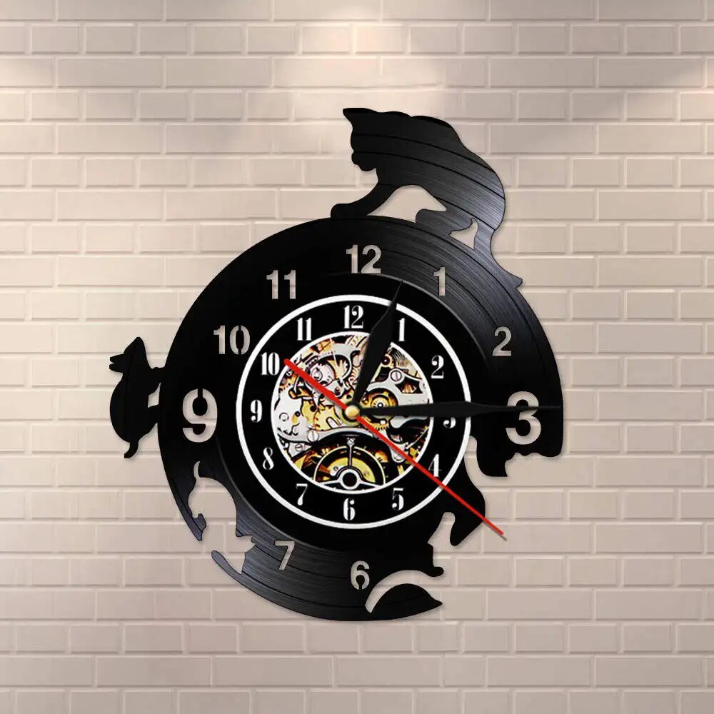 Natural Enemy Cat And Mouse Vinyl Wall Clock,Vinyl Record Clock Wall ...
