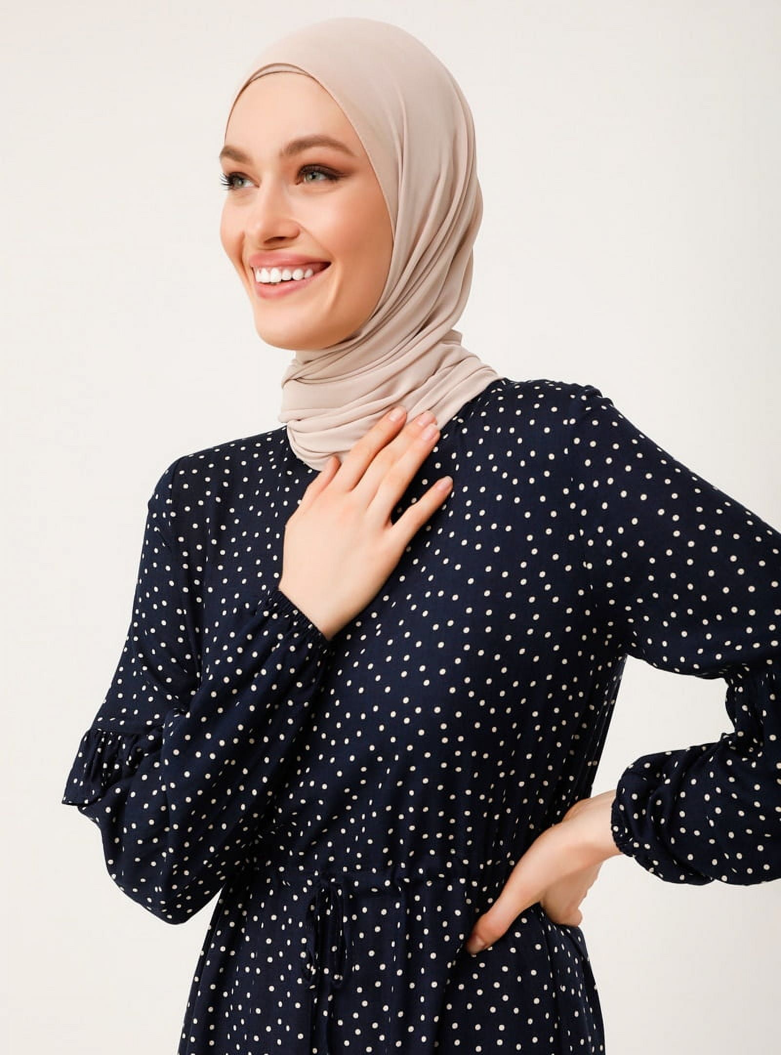 Natural Fabric Ruffle Detailed Dress - Navy Blue White - Refka Woman ...