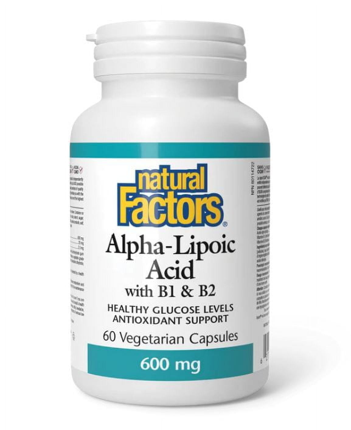 Natural Factors, Alpha-Lipoic Acid + B 600 mg, 60 Capsules - Walmart.com