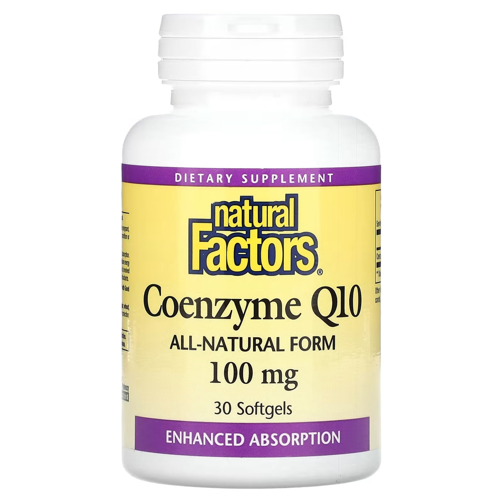 Natural Factors Coenzyme Q10 100 mg, Natural Coenzyme Q10 Supplement ...