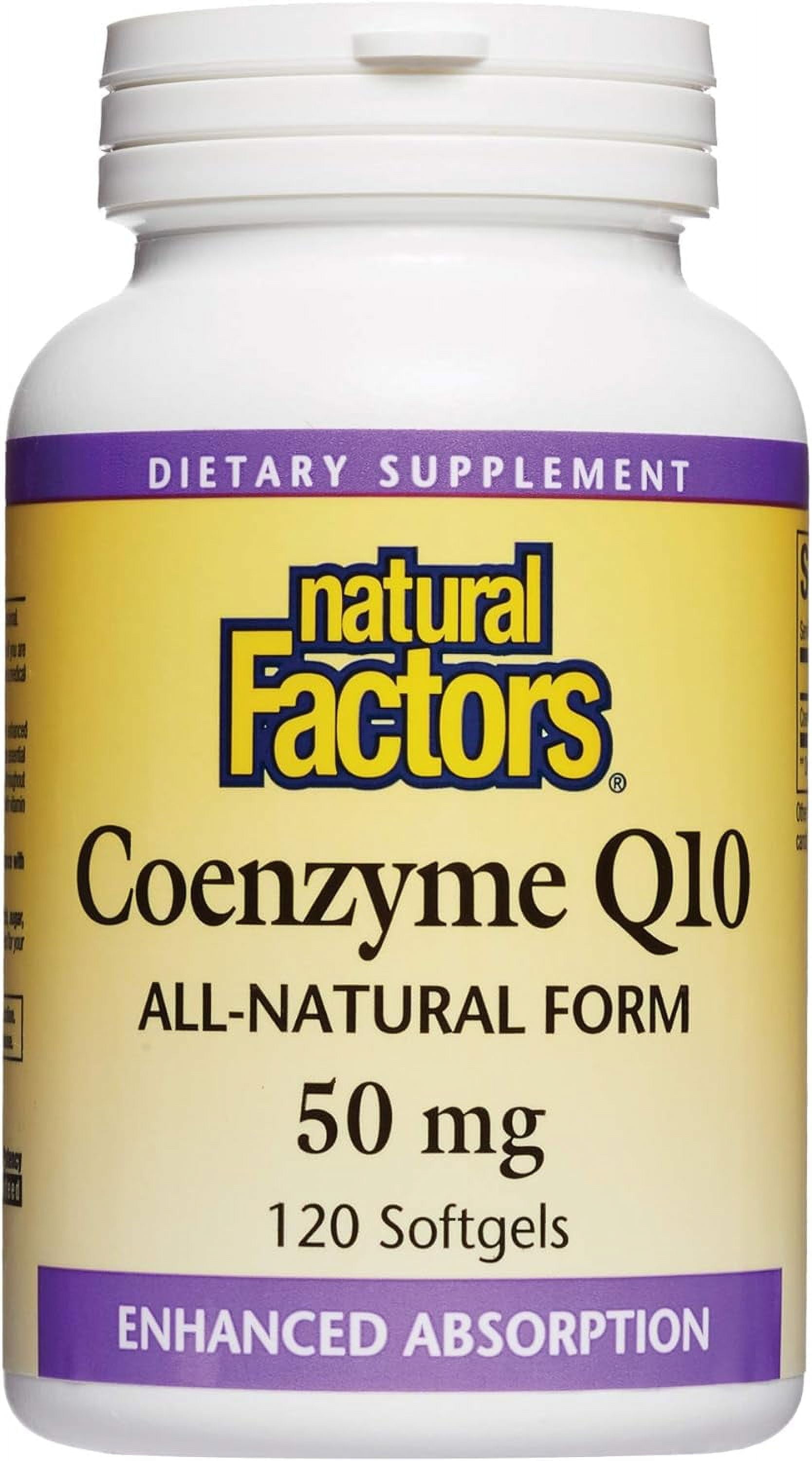 Natural Factors Coenzyme Q10 50 mg, Natural Coenzyme Q10 Supplement for Energy, Heart and ...