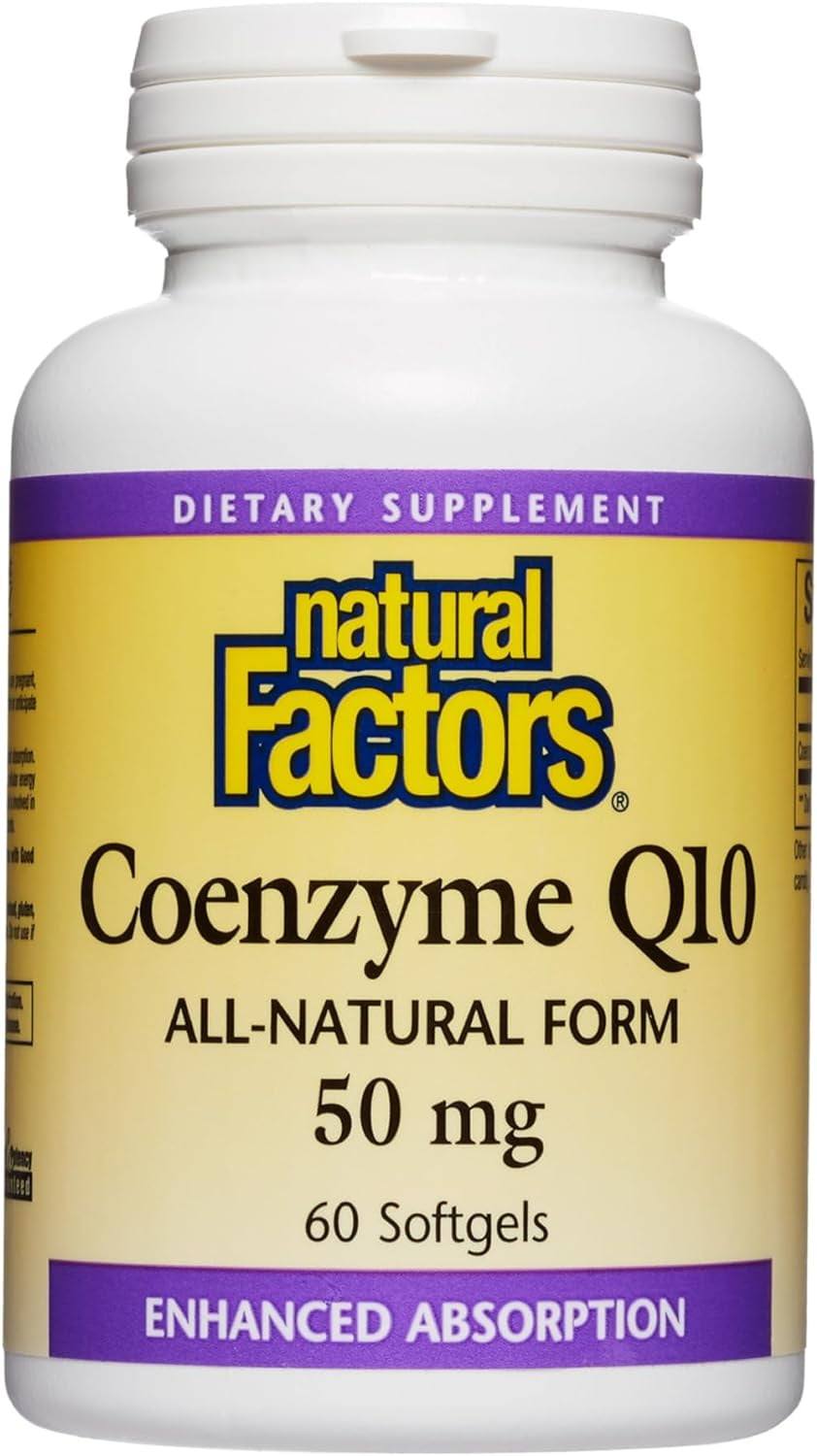 Natural Factors Coenzyme Q10 50 mg, Natural Coenzyme Q10 Supplement for ...