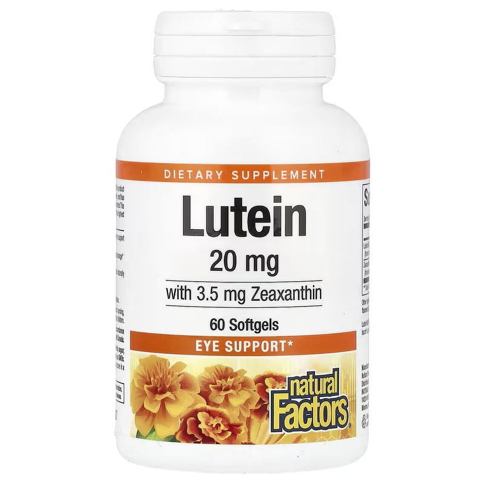 Natural Factors Lutein 20 mg, Antioxidant Support for Healthy Eyes and ...