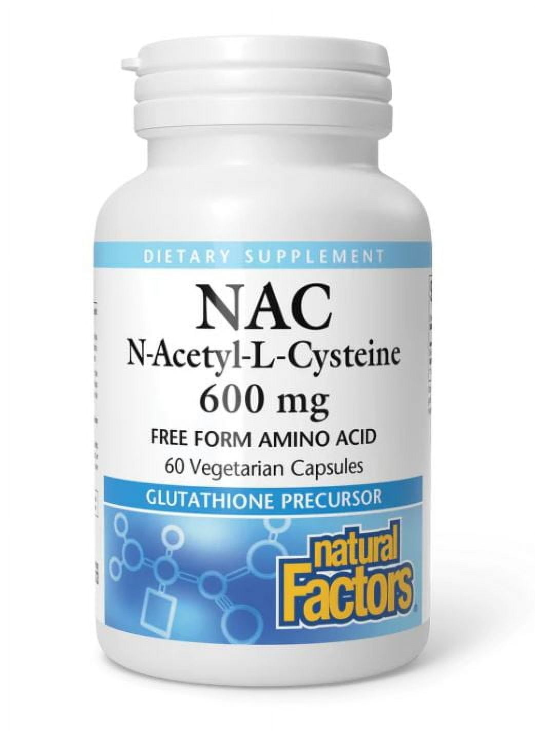 Natural Factors N-Acetyl-L-Cysteine 600 mg, 60 Capsules - Walmart.com