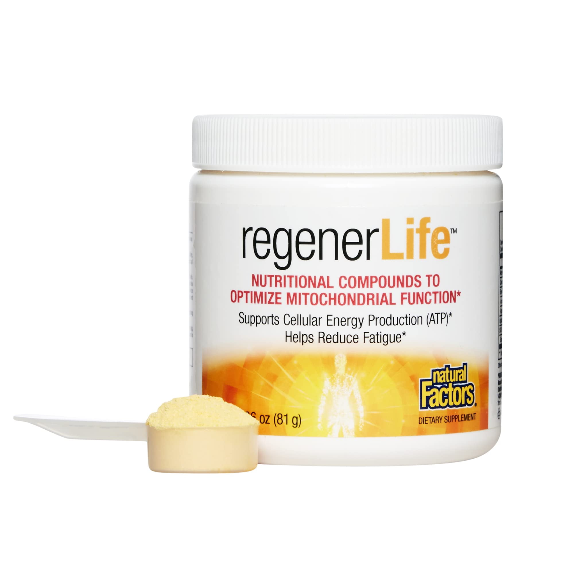 Natural Factors RegenerLife Powder, Supports Cellular Energy and Reduces Fatigue, 2.86 oz ...