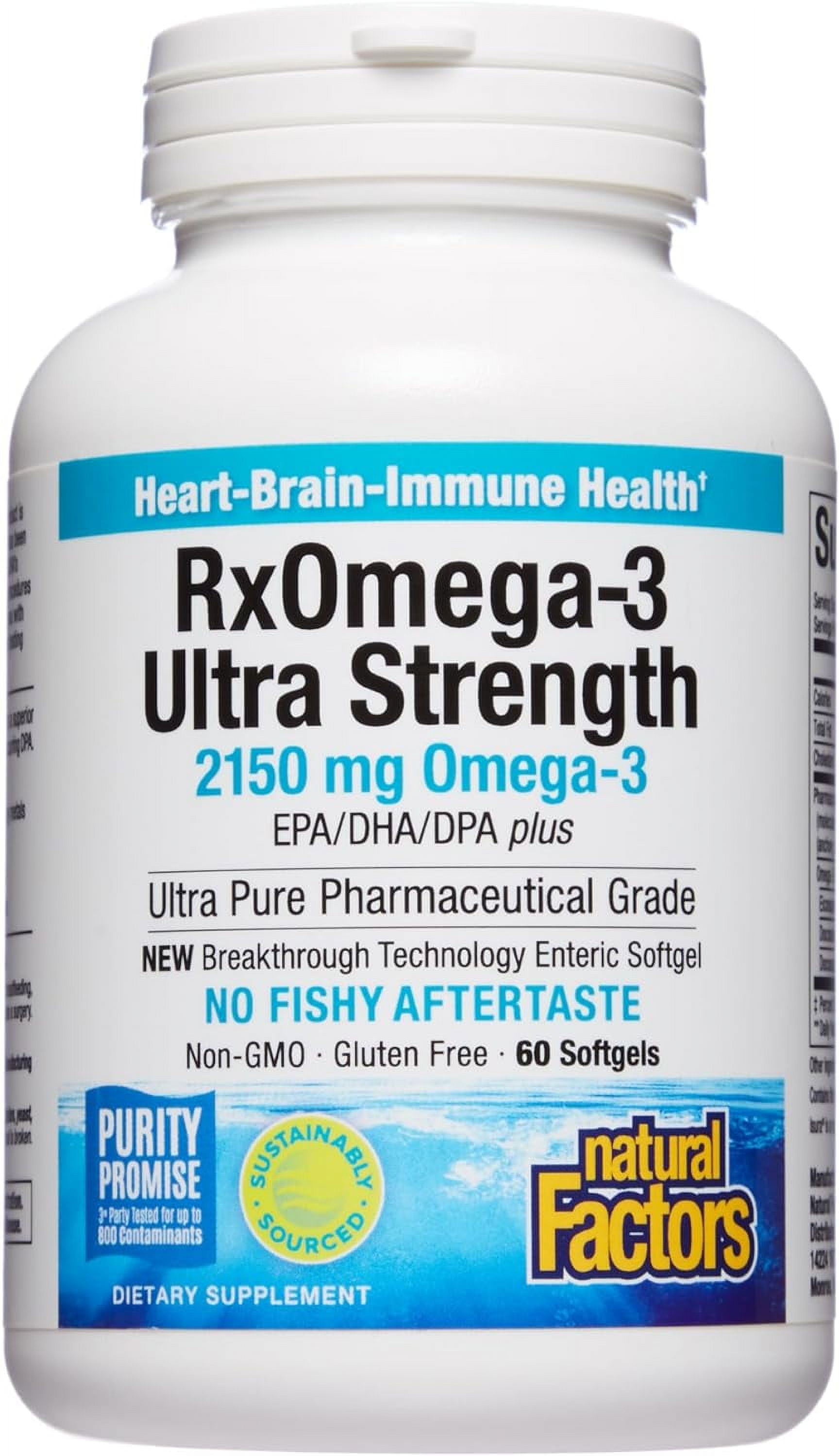 Natural Factors RxOmega-3 Ultra Strength Fish Oil with Vitamin D3, High ...
