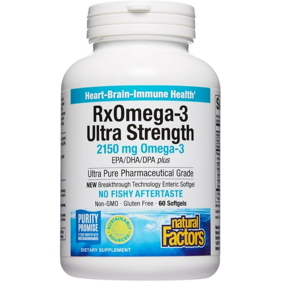 Natural Factors RxOmega-3 Ultra Strength Fish Oil with Vitamin D3, High ...