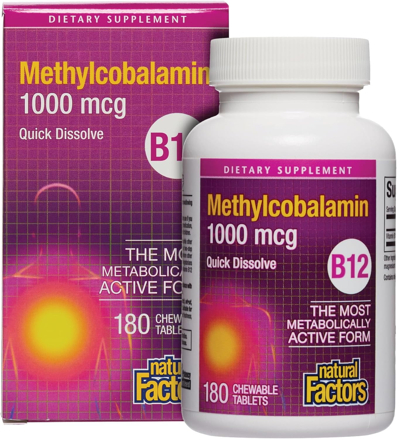 Natural Factors Vitamin B12 Methylcobalamin 1,000 mcg Chewable Tablets ...