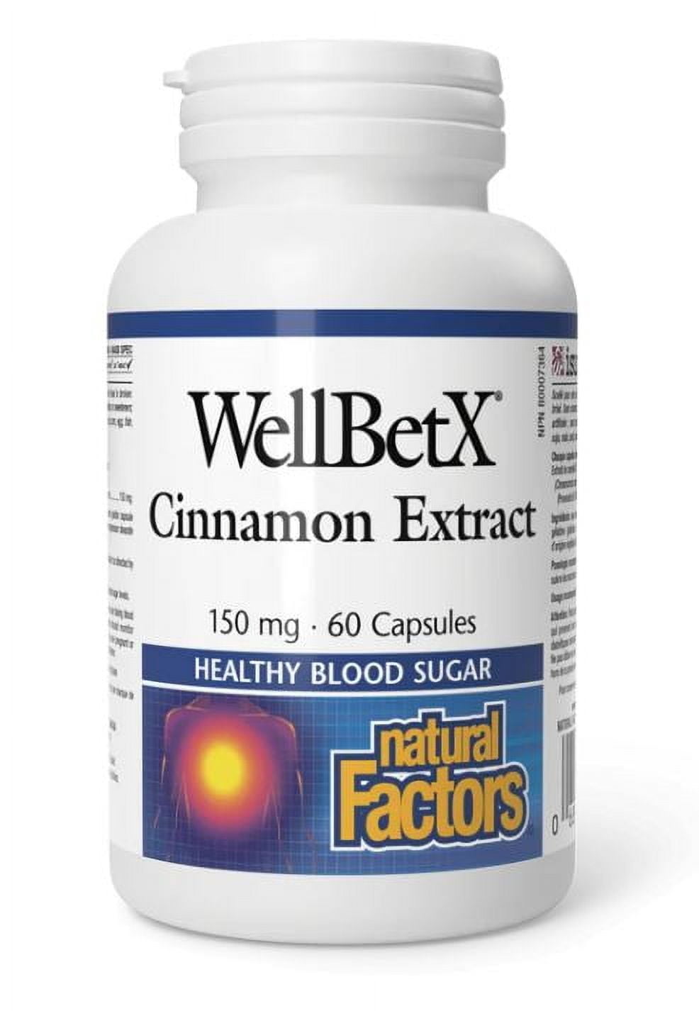 Natural Factors WellBetX CinnamonRich Extract 150 mg, 60 Capsules ...