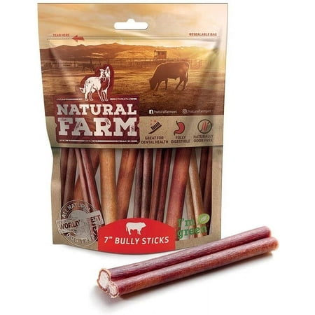 Natural Farm Bully Sticks for Dogs, Odor-Free, 7 Inches, 10 Pack ...