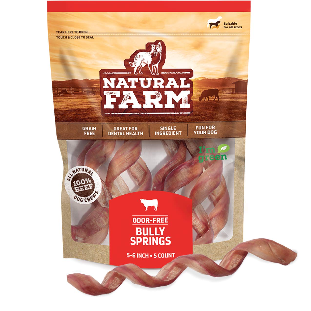 Natural Farm Odor-FreeEGSC Curly Bully Sticks, (5-6 Inch, 5 Fully ...