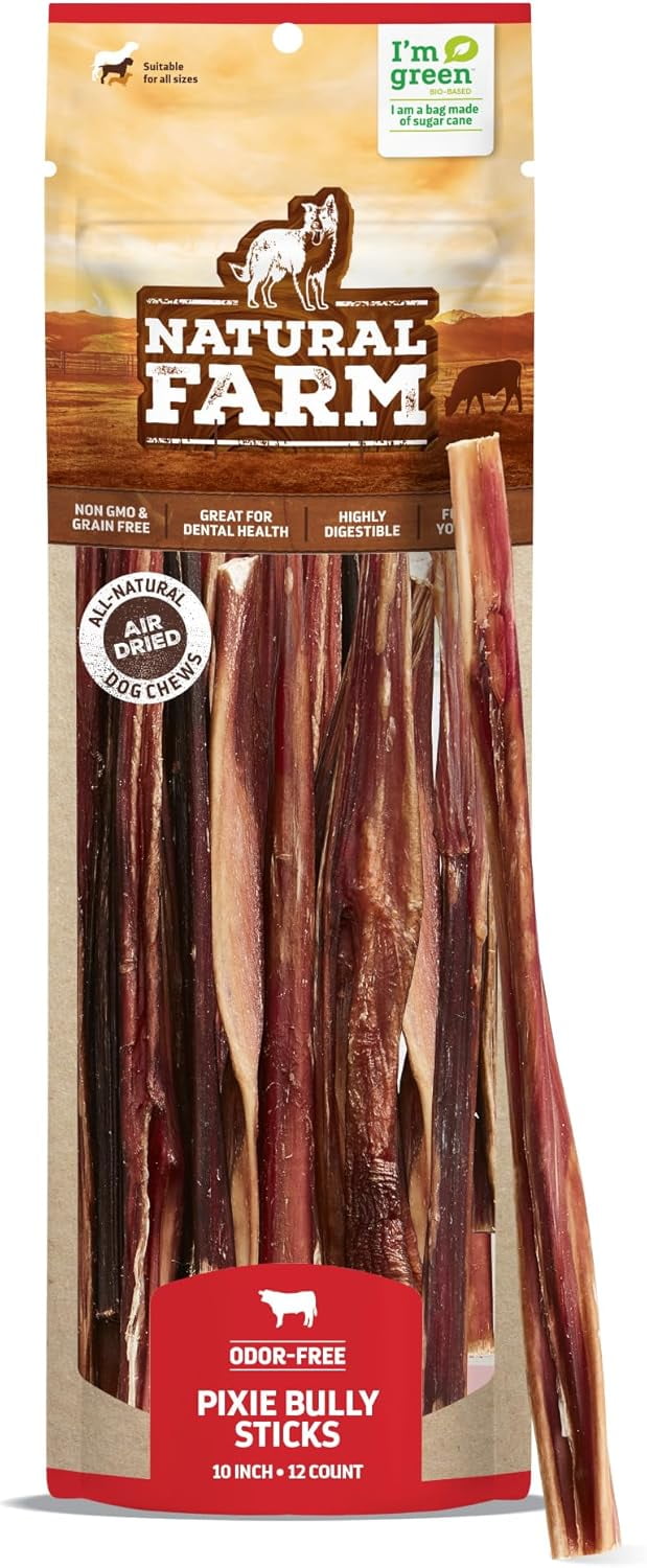 Natural Farm Pet Pizzle Bully Sticks (10 Inch, 12 Pack), Pixie Chew ...