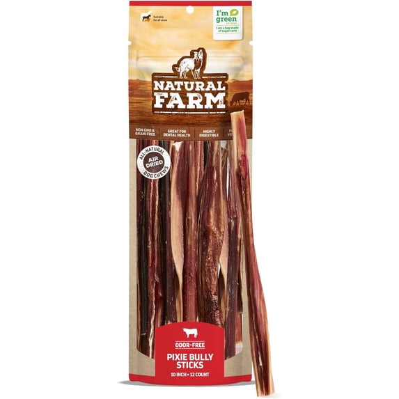 Natural Farm Pet Pizzle Bully Sticks (10 Inch, 12 Pack), Pixie Chew ...