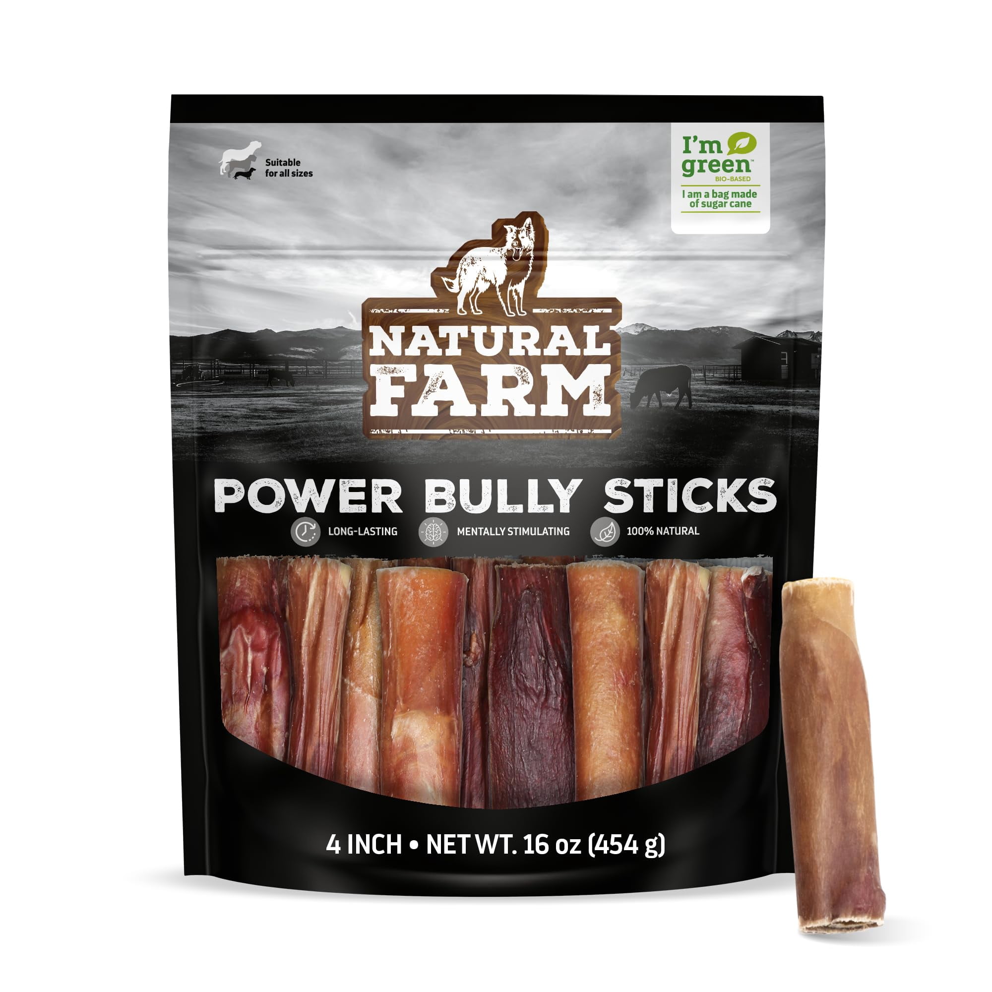 Natural Farm Power Bully SAF21 Sticks Dog Chews Ounces), 2-in-1 Power ...