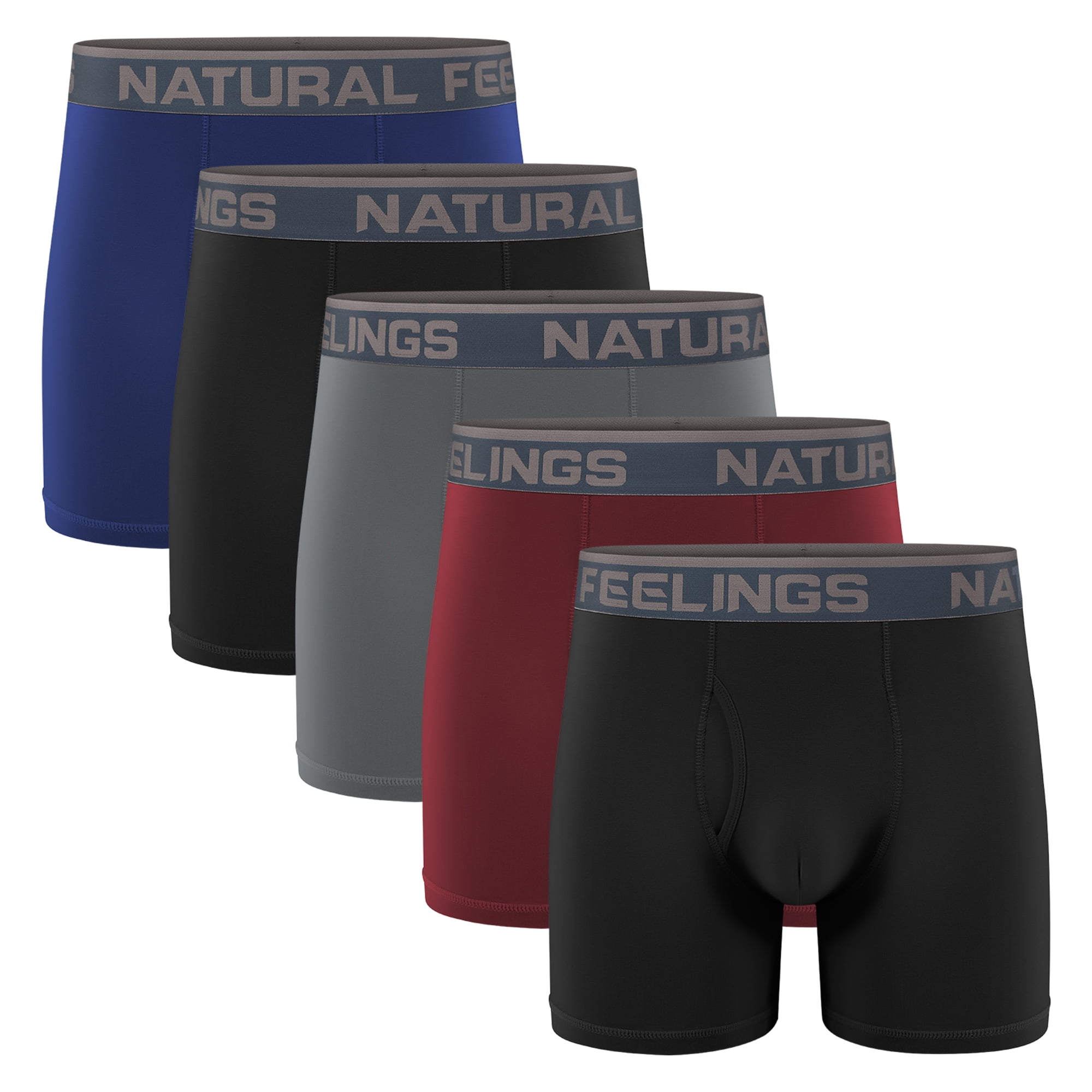 Natural Feelings Mens Cotton Boxer Briefs Dailywear Long Leg Male Boxer ...