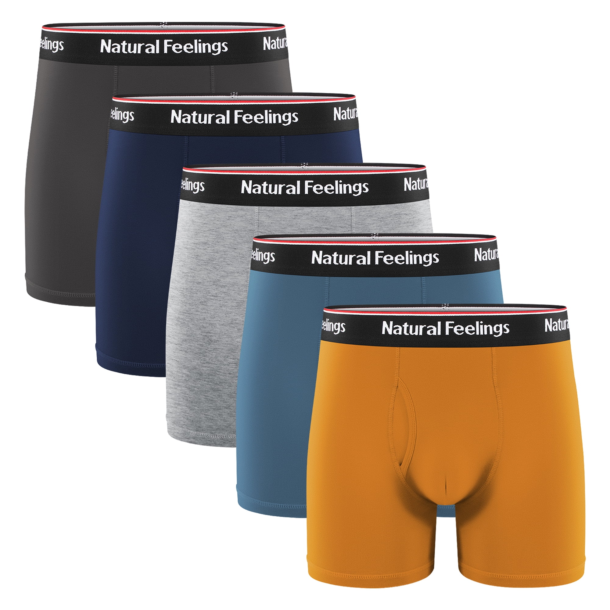 Natural Feelings Mens Cotton Boxer Briefs Dailywear Long Leg Male Boxer ...