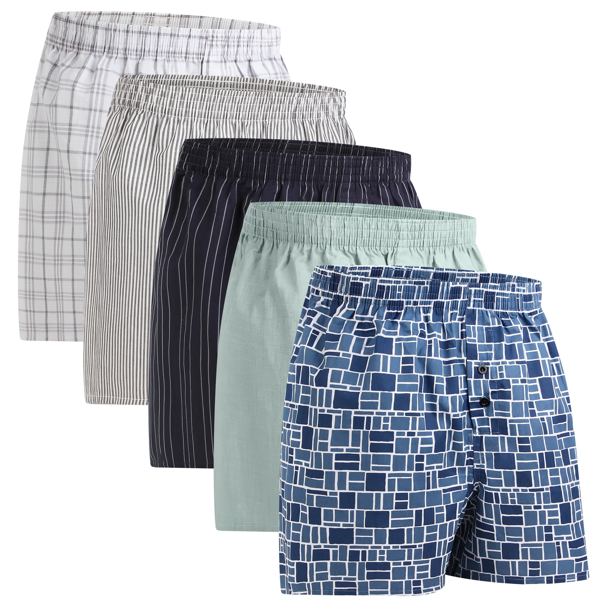 Natural Feelings Mens Underwear Cotton Woven Boxers for Men, 5 Pack, S ...