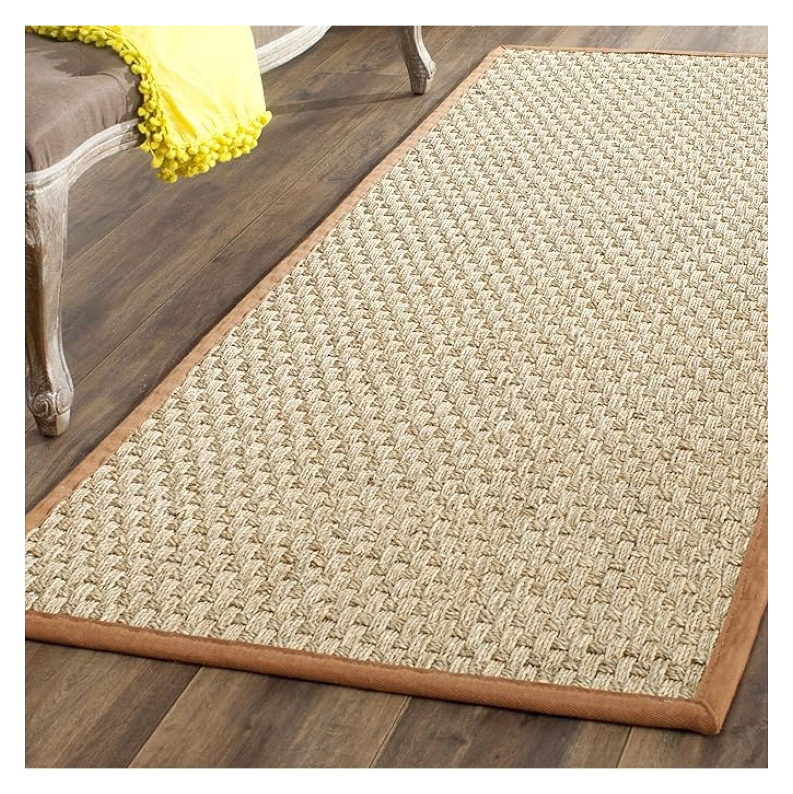 Natural Fiber Collection Runner Rug - 2'6" x 16', Natural & Brown ...
