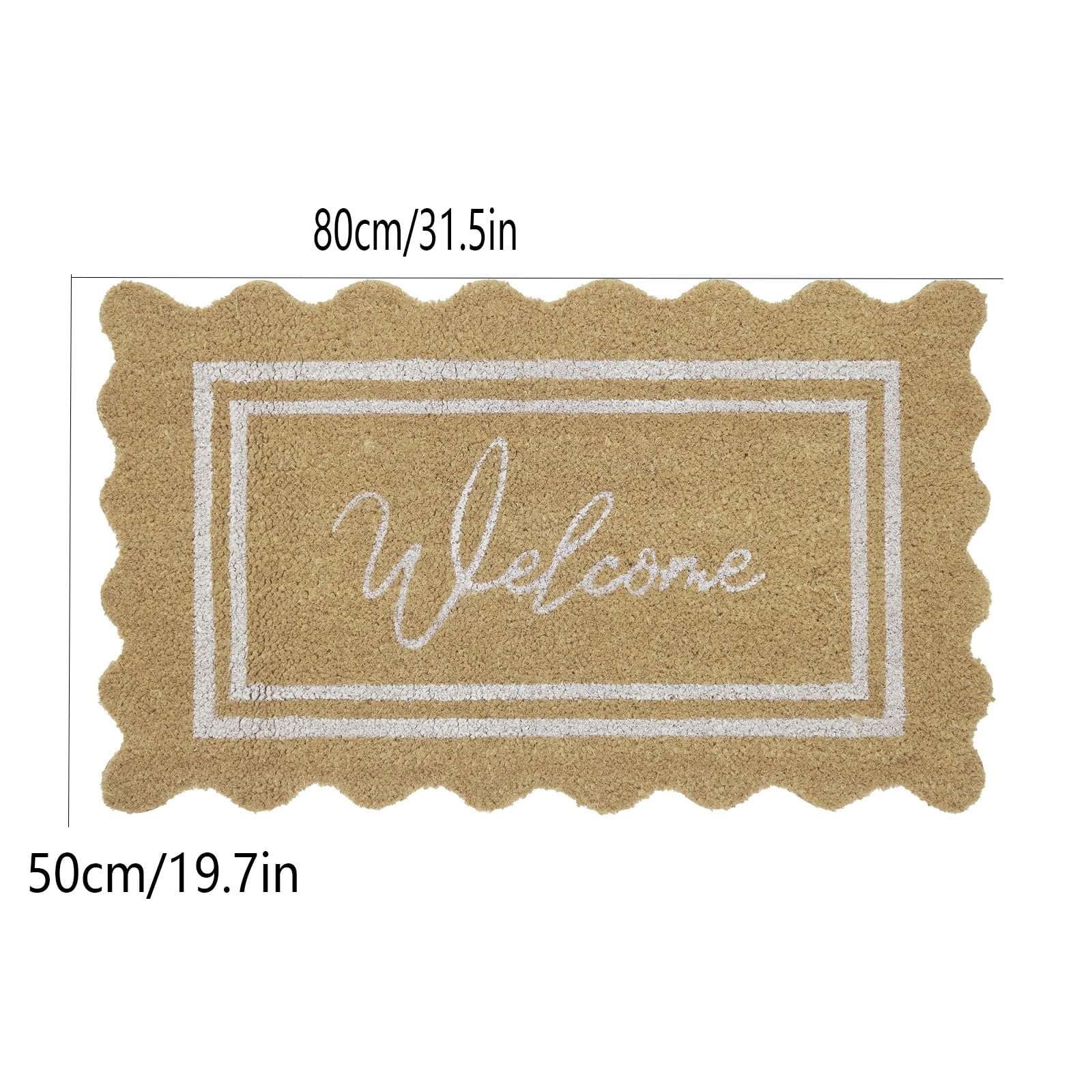 Natural Fiber Doormat with Wavy Edge and “Welcome” Text, Heavy-Duty ...