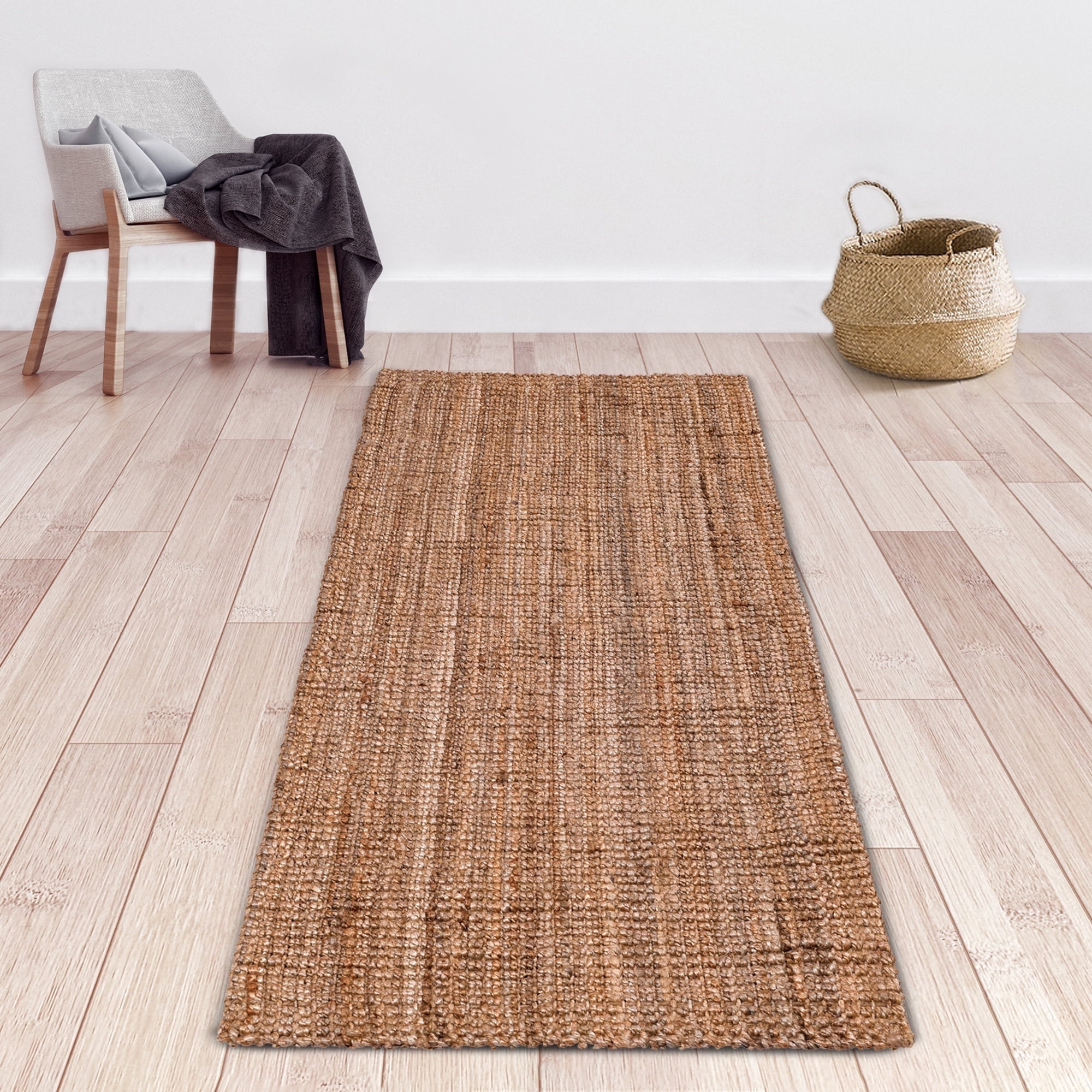 Natural Fibre Jute Rug, Natural Tuckled 2'6"X4' Farmhouse Rug for ...