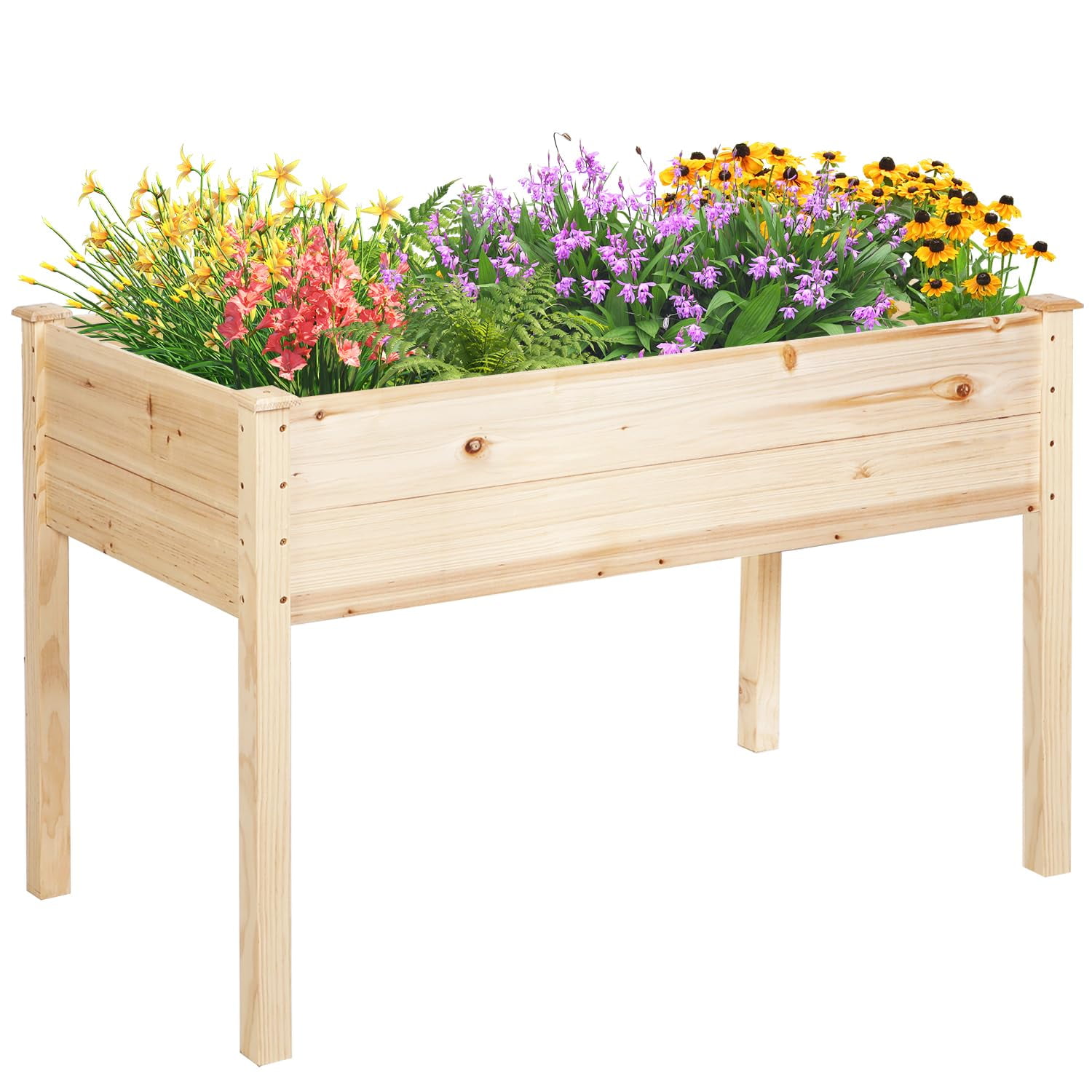 Natural Fir Spruce Elevated Garden Bed 4ft, Durable Raised Planter Box ...
