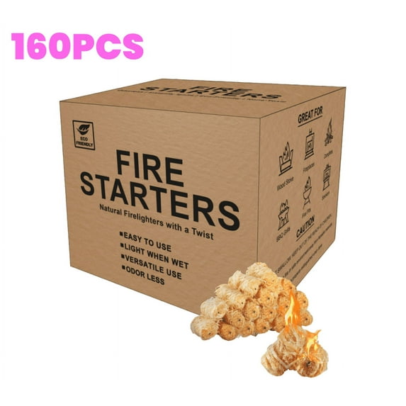 Natural Fire Starter Sticks 160-Pack - Odorless Waterproof Fire ...