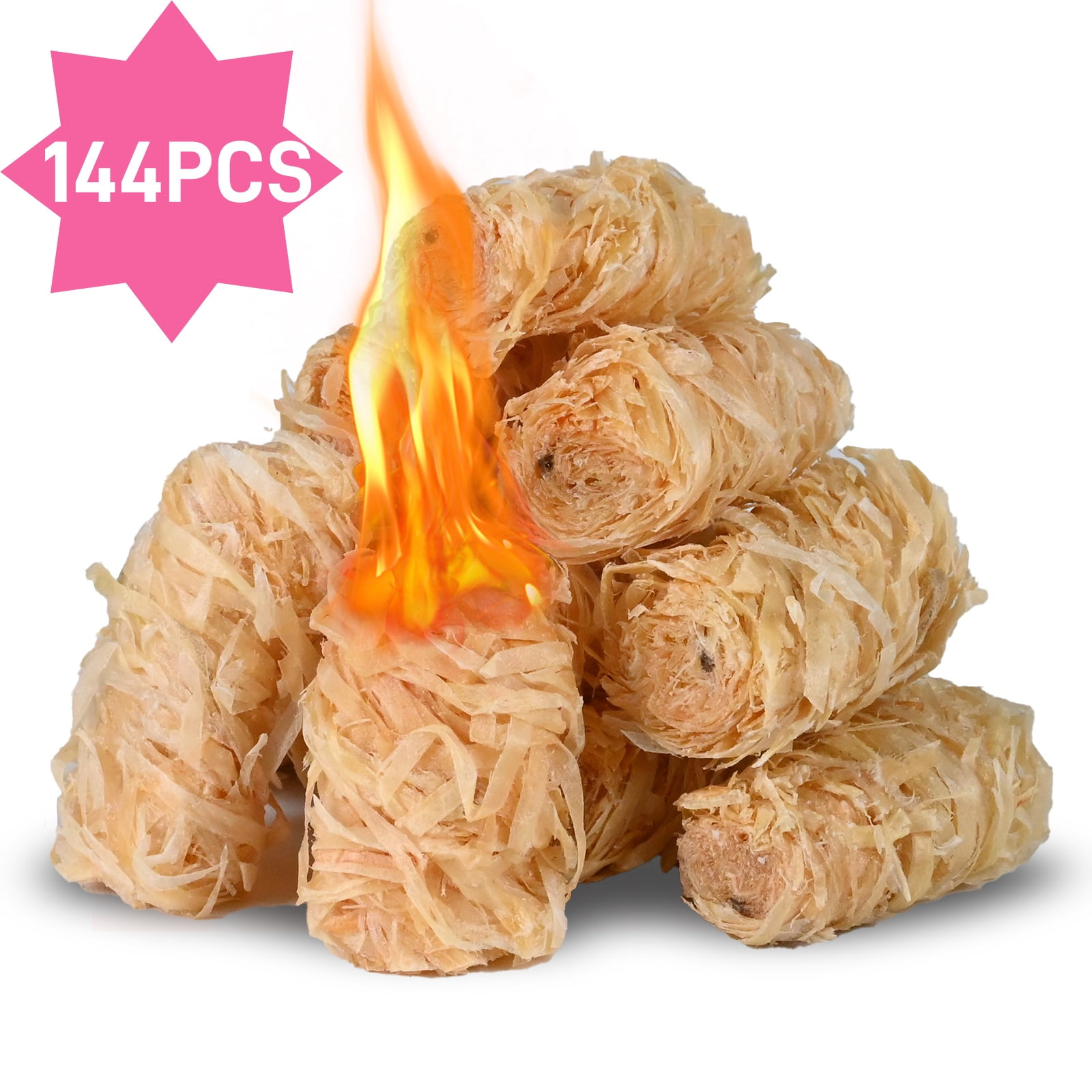 Natural Fire Starters 144-Pack: All-Weather, Eco-Friendly Firelighters ...