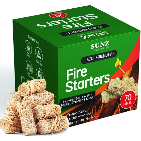 Natural Fire Starters - 70 Pieces. All Weather Charcoal & BBQ Fire ...
