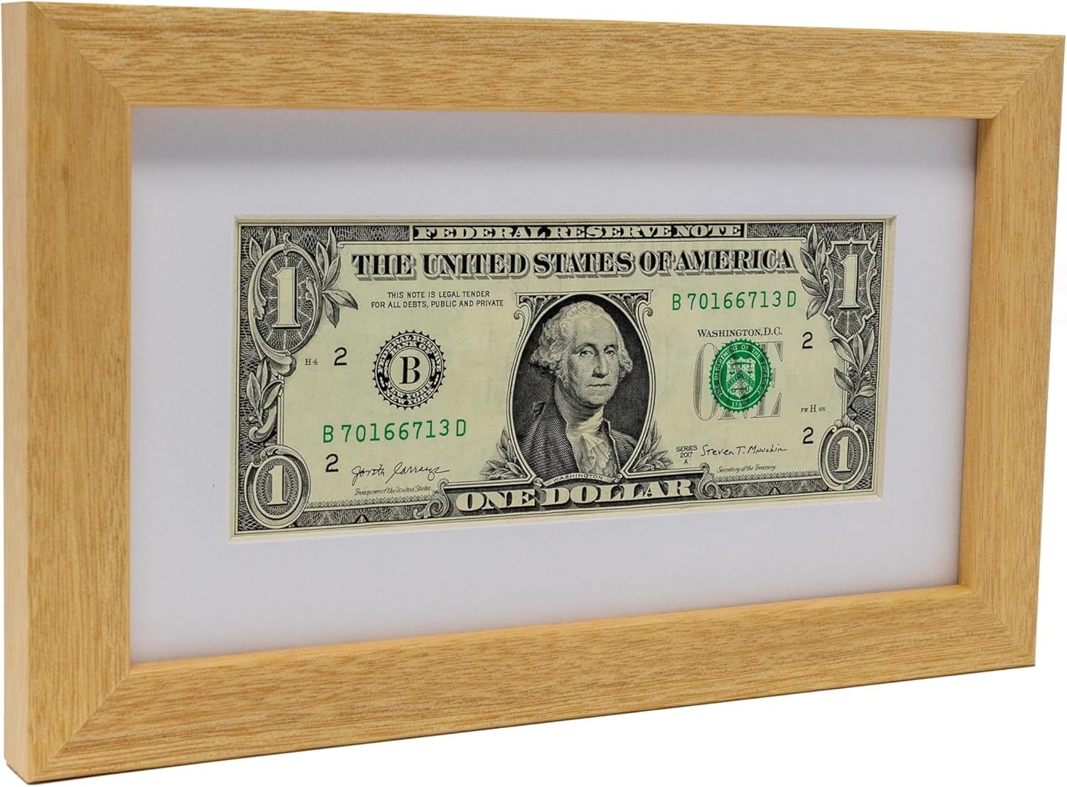 Natural First Dollar Frame with White Photo Mat, Dollar Bill Holder ...