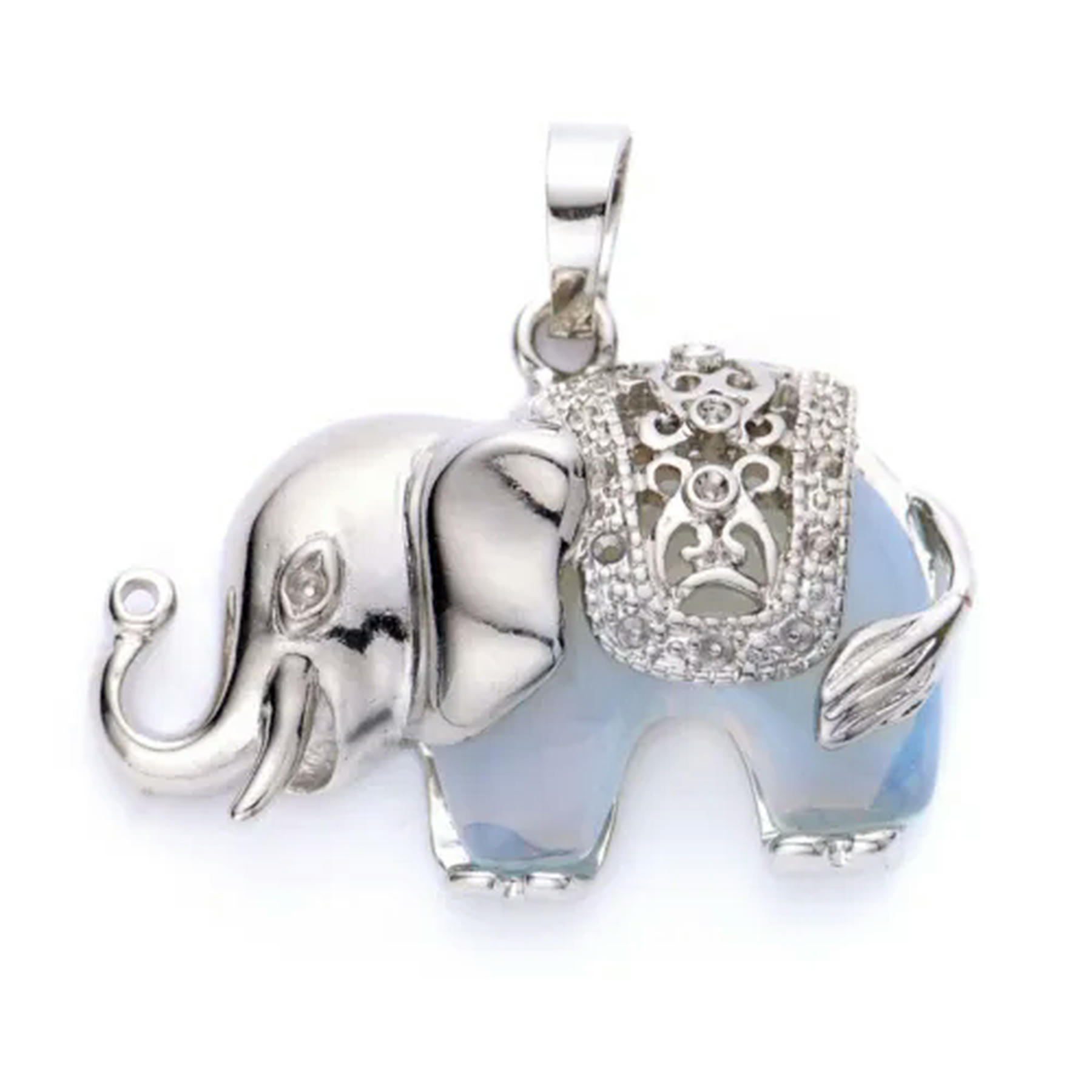 Natural Flat Elephant Chakra Crystal Bead Pendant Gemstone Charms Reiki ...