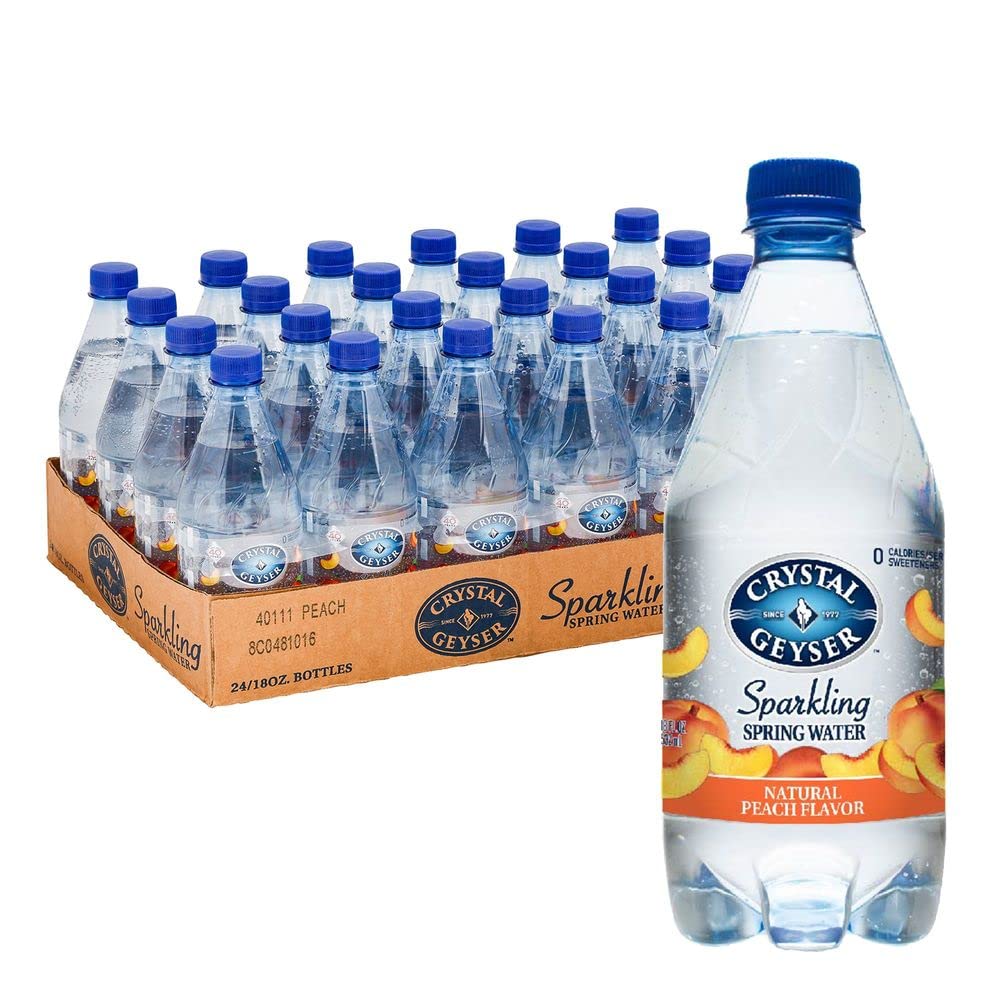 Natural Flavored Sparkling Spring Water, Peach, 18 oz Bottles, (Pack of 24) ,No Artificial ...
