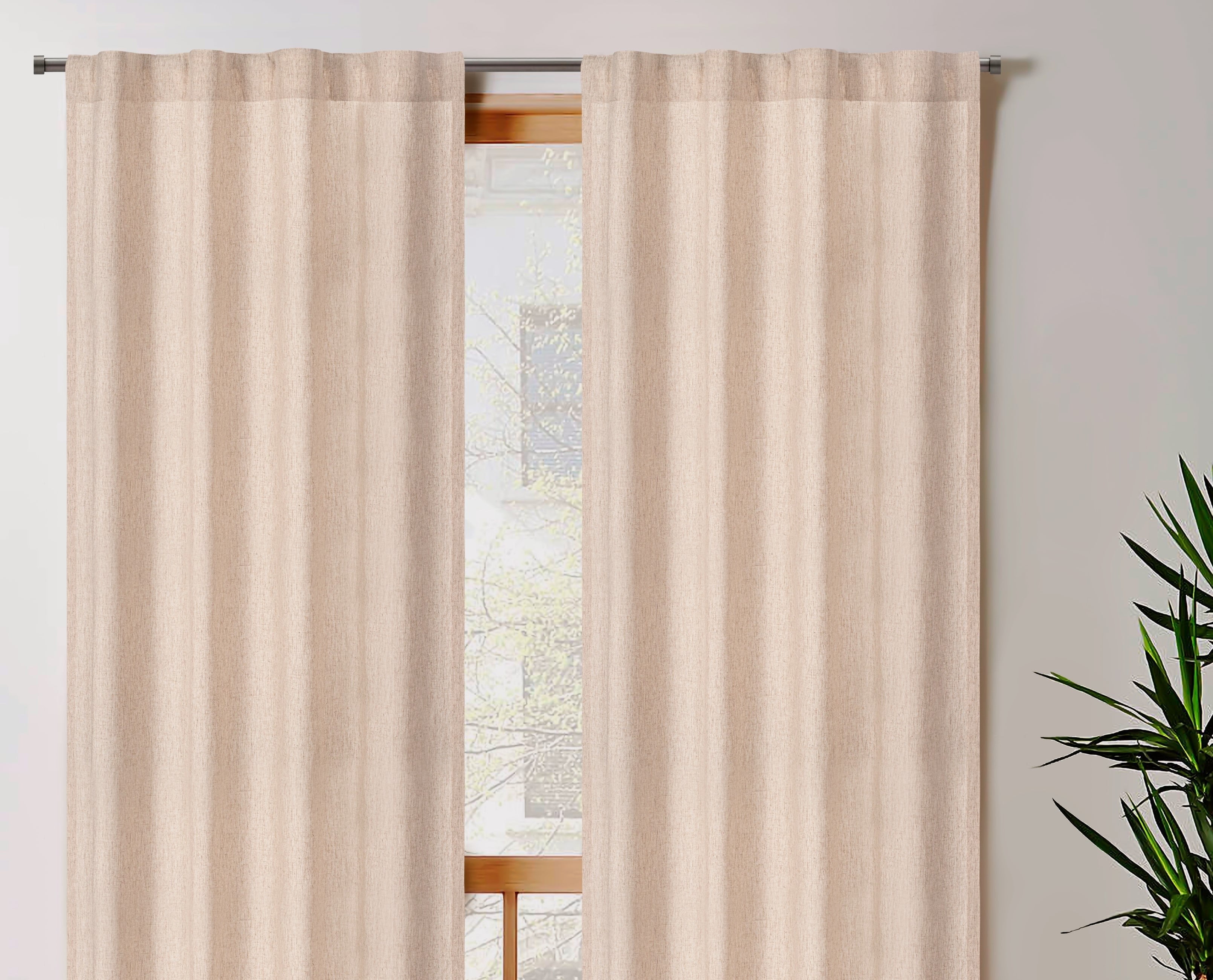 Natural Flax Linen Tab Top Curtains, Farmhouse Drapes - Set of 2 50x96 ...