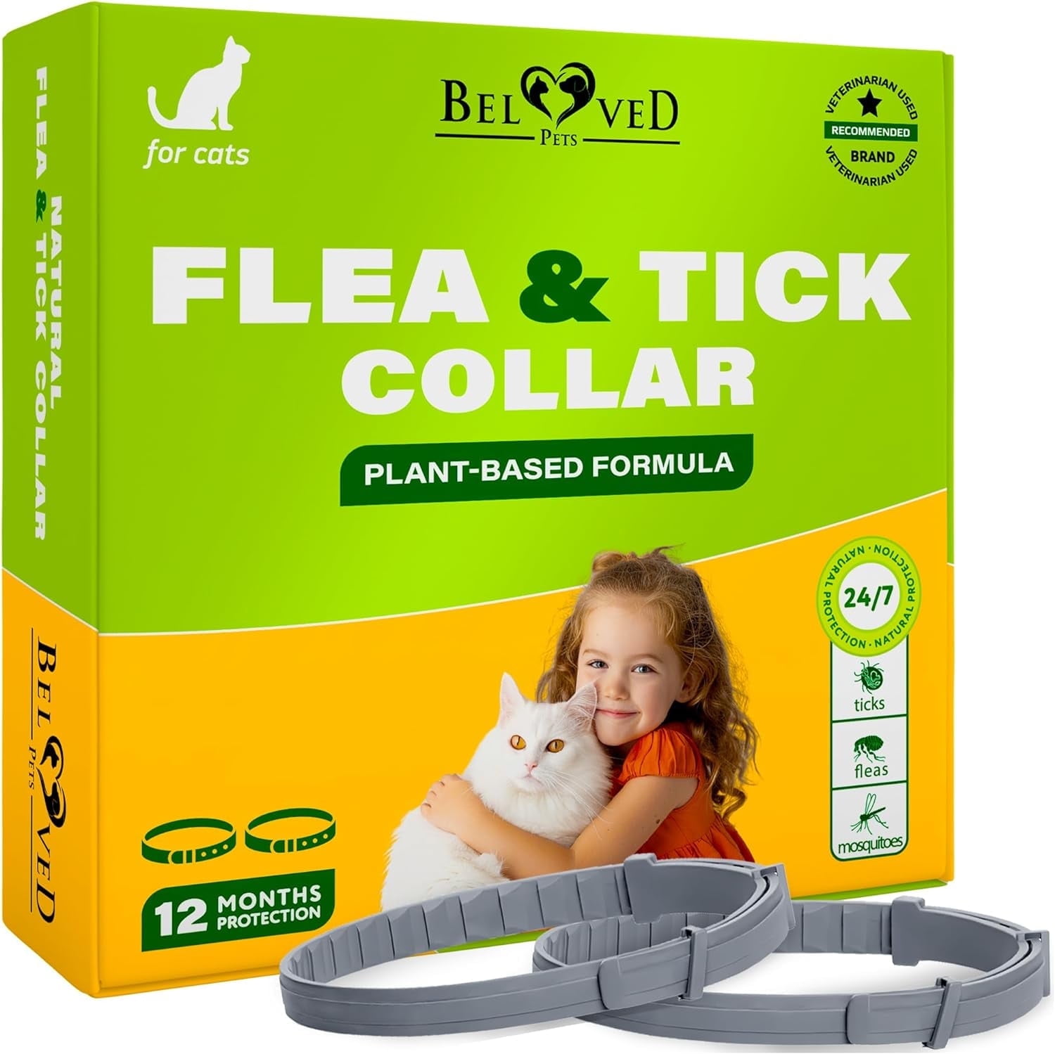Beloved Pets Natural Flea and Tick Collar for Cats, Waterproof Bio ...