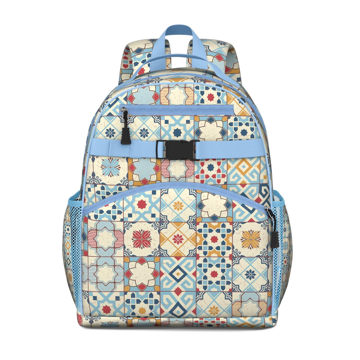 Natural Floral Earthy School Bag - Waterproof Multi-Compartment Book ...